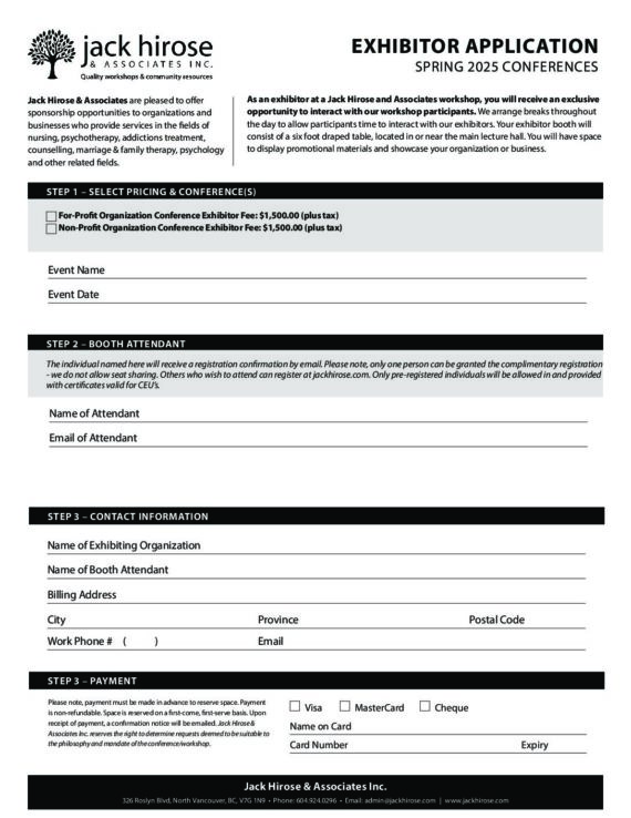 ExhibitorFormConf-Spring2025 - Jack Hirose & Associates